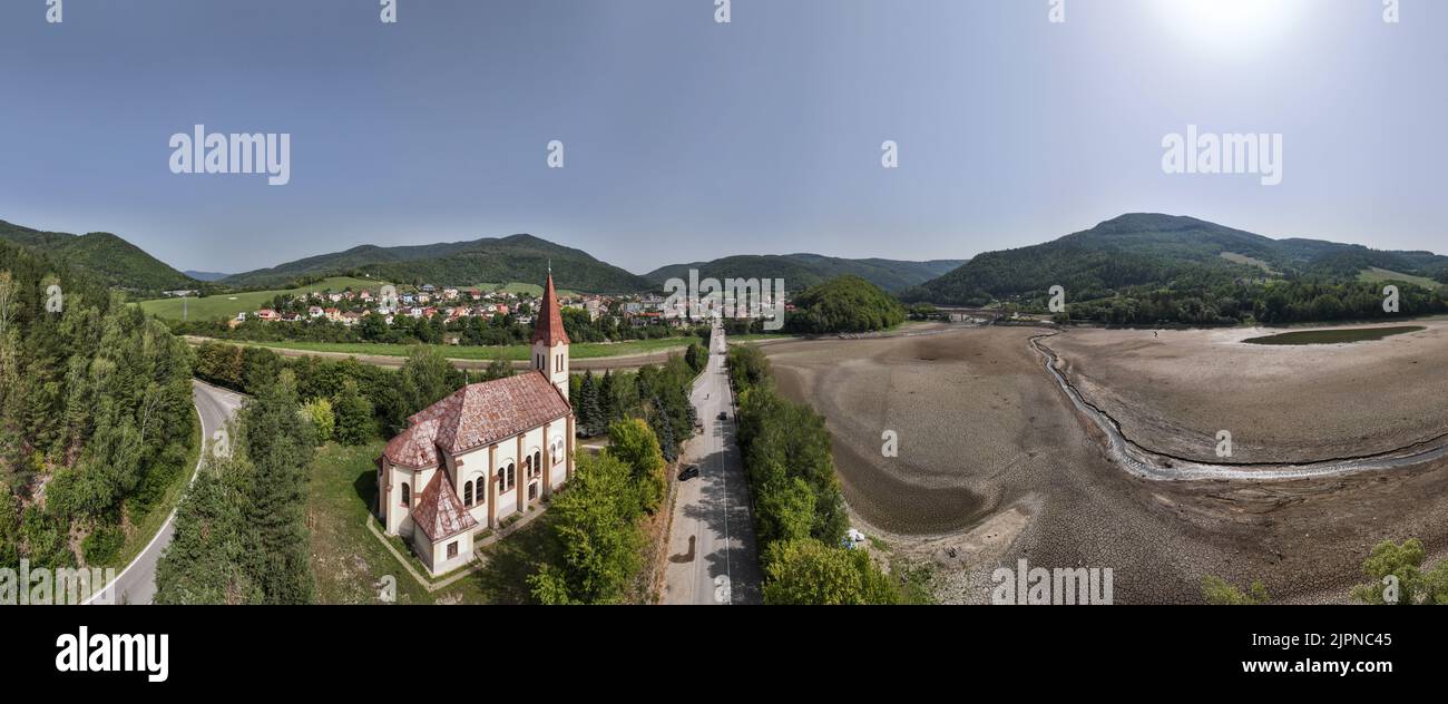 Aerial view of the dried up water reservoir Ruzin in Slovakia Stock ...