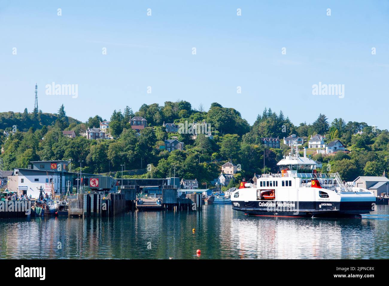 Caledonian MacBrayne ferry Loch Frisa approaching Oban ferry terminal ...
