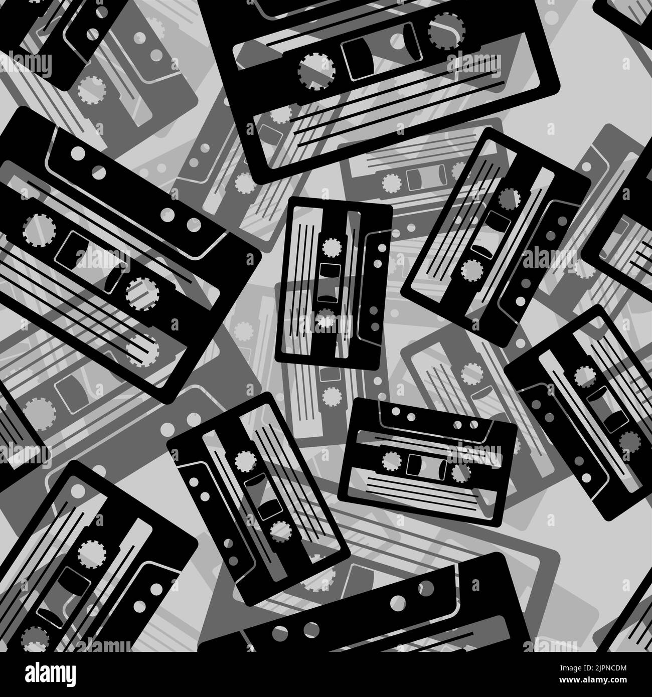 Retro Cassette Pattern Seamless Tape Cassette Background Stock Vector Image And Art Alamy