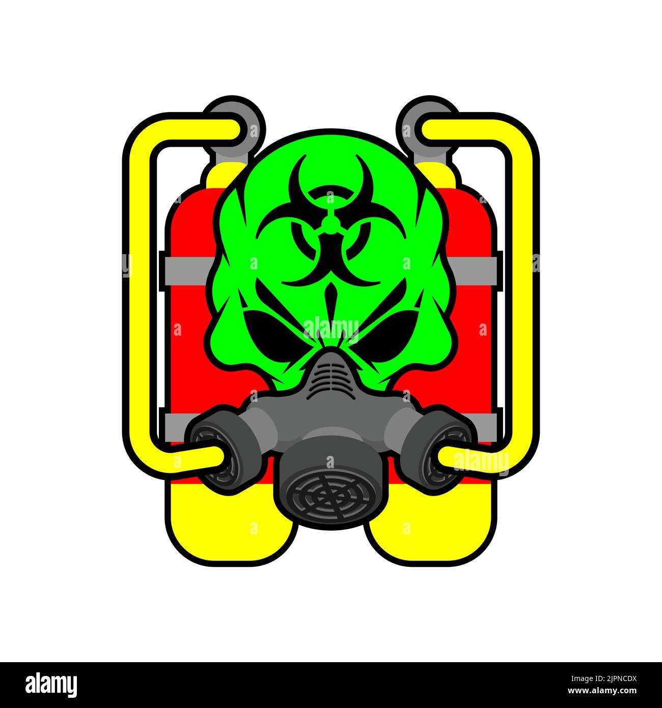 Biohazard Skull in mask. Skull in chemical protection helmet. post ...