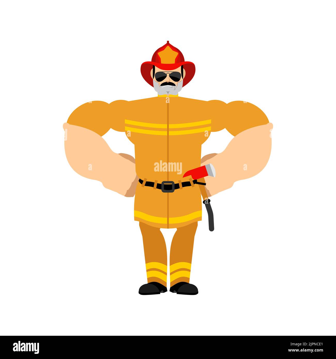 Firefighter Strong. Fireman powerful isolated. Vector illustration ...