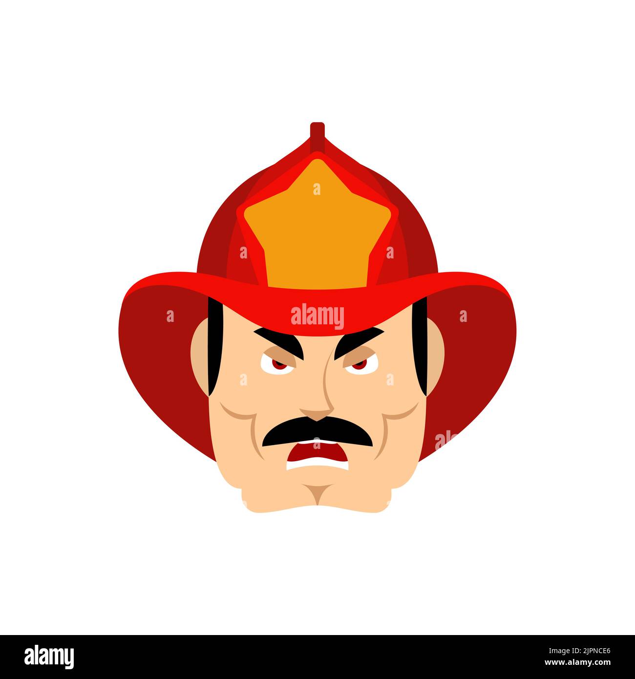 Firefighter angry emoji. Fireman evil emotions. man aggressive Stock ...