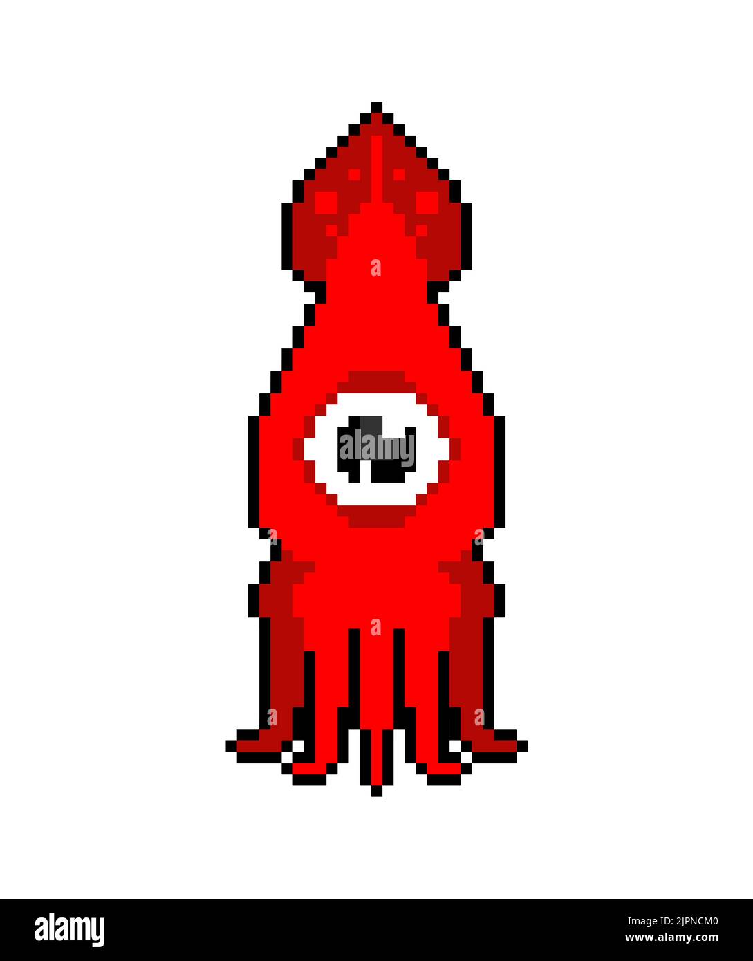 Squid pixel art. 8 bit cephalopod marine animal. pixelated illustration ...