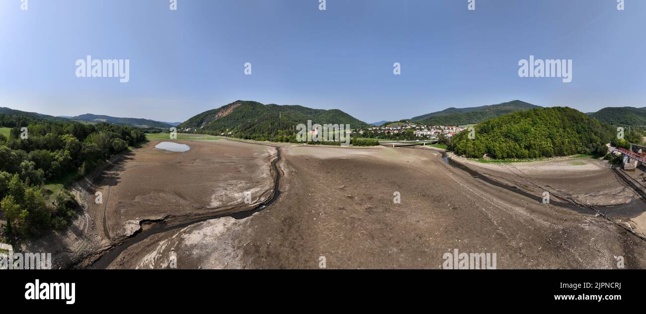 Aerial view of the dried up water reservoir Ruzin in Slovakia Stock ...