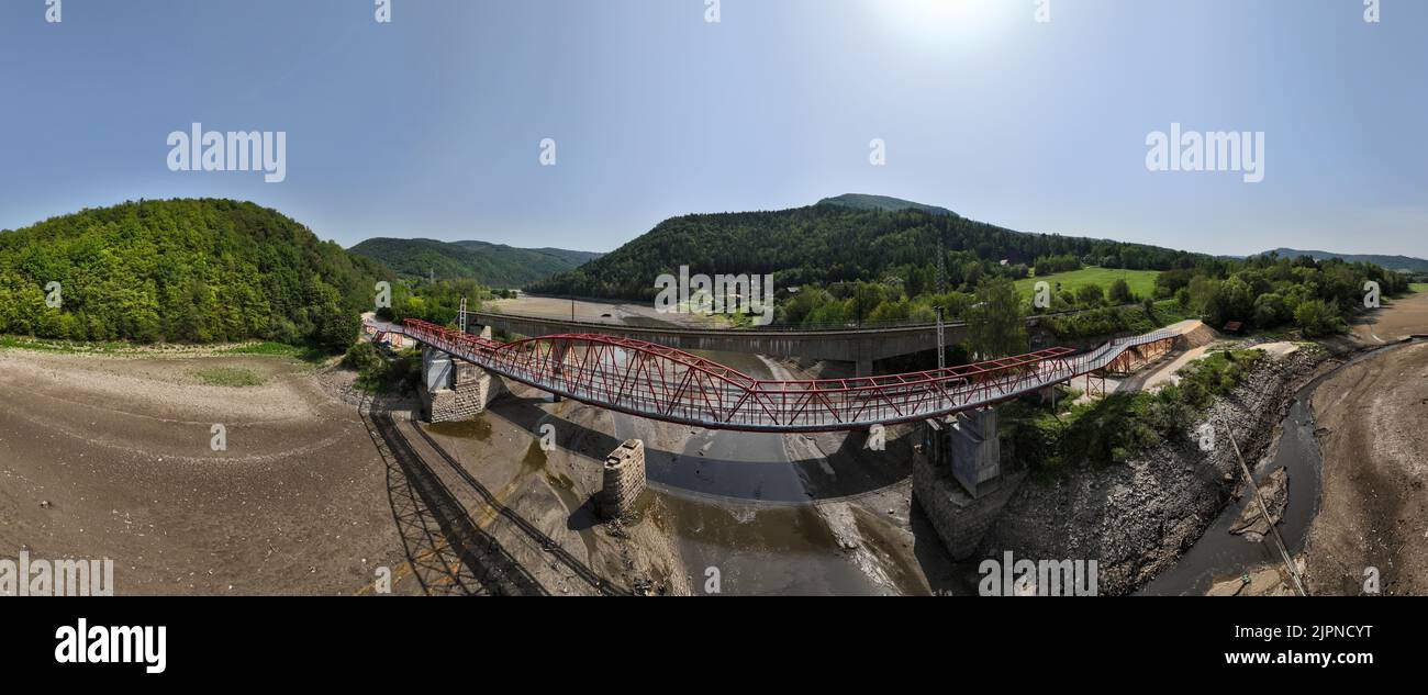 Aerial view of the dried up water reservoir Ruzin in Slovakia Stock ...