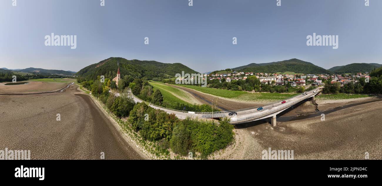 Aerial view of the dried up water reservoir Ruzin in Slovakia Stock ...