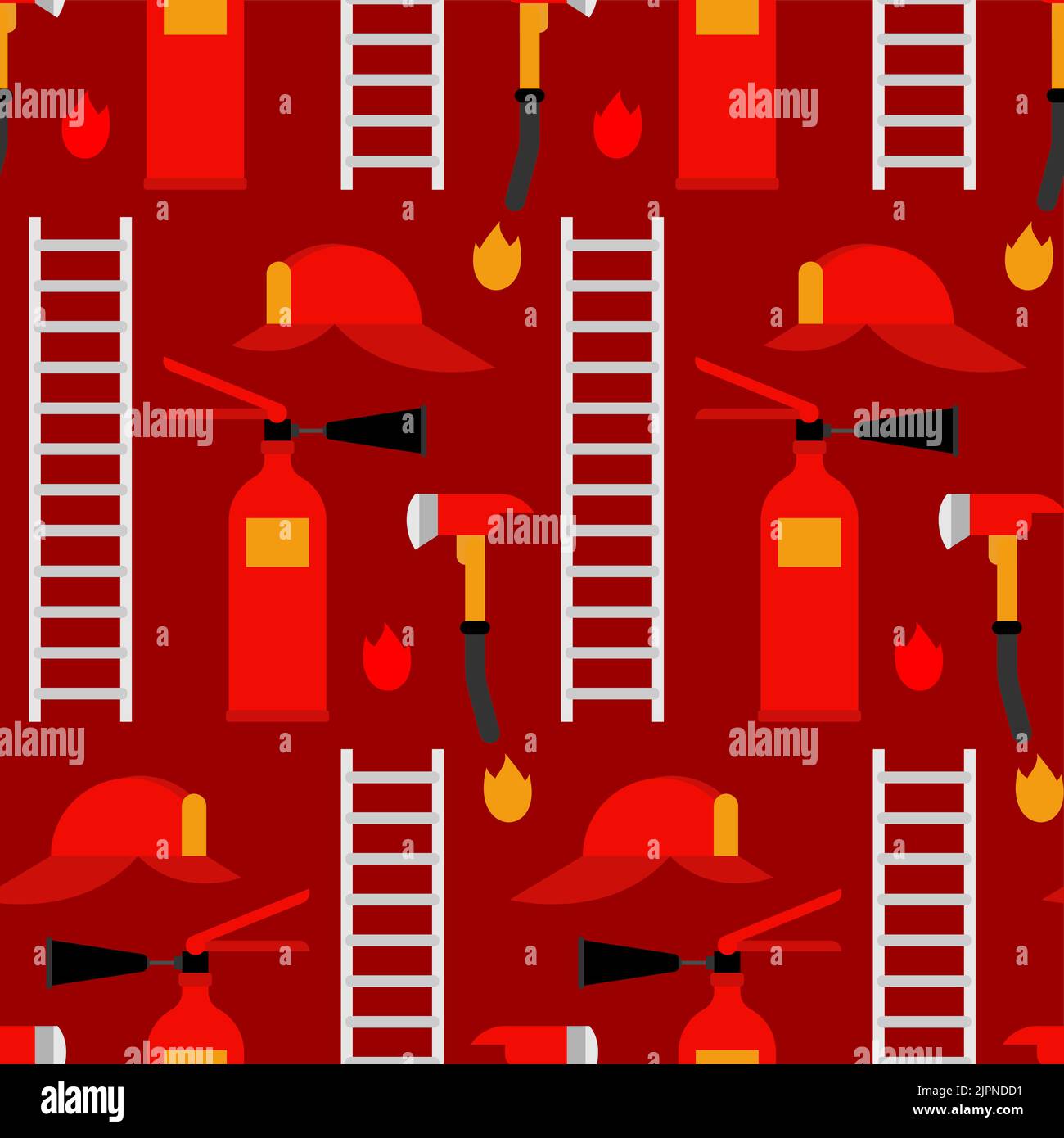 Firefighter set pattern seamless. Fire extinguisher and axe background ...