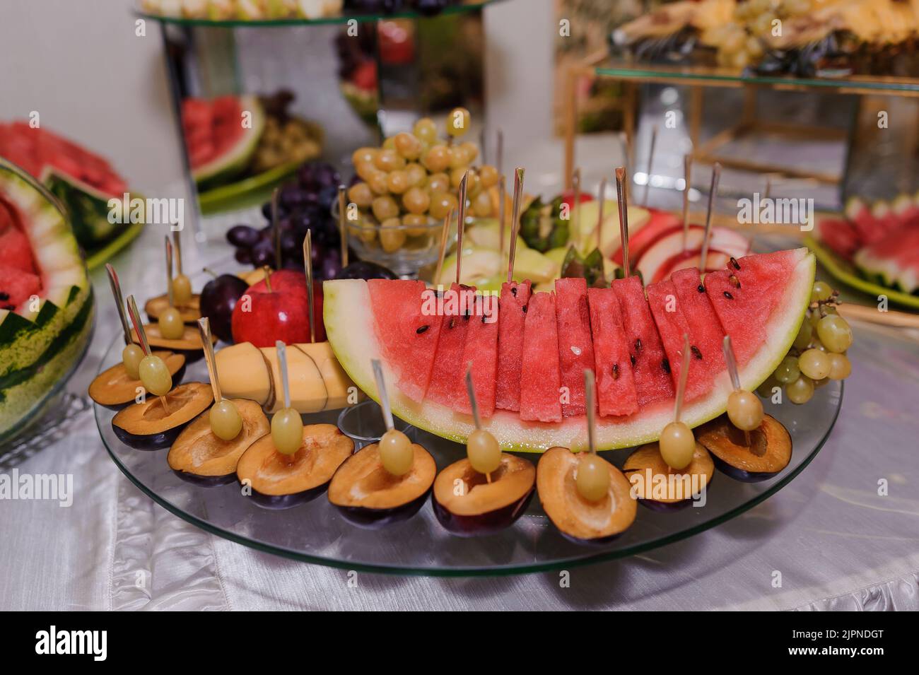 Watermelon at the wedding reception. fruit buffet Stock Photo - Alamy