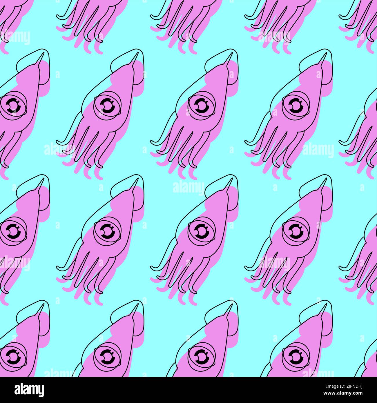 Squid pattern seamless. cephalopod marine animal background. Vector ...