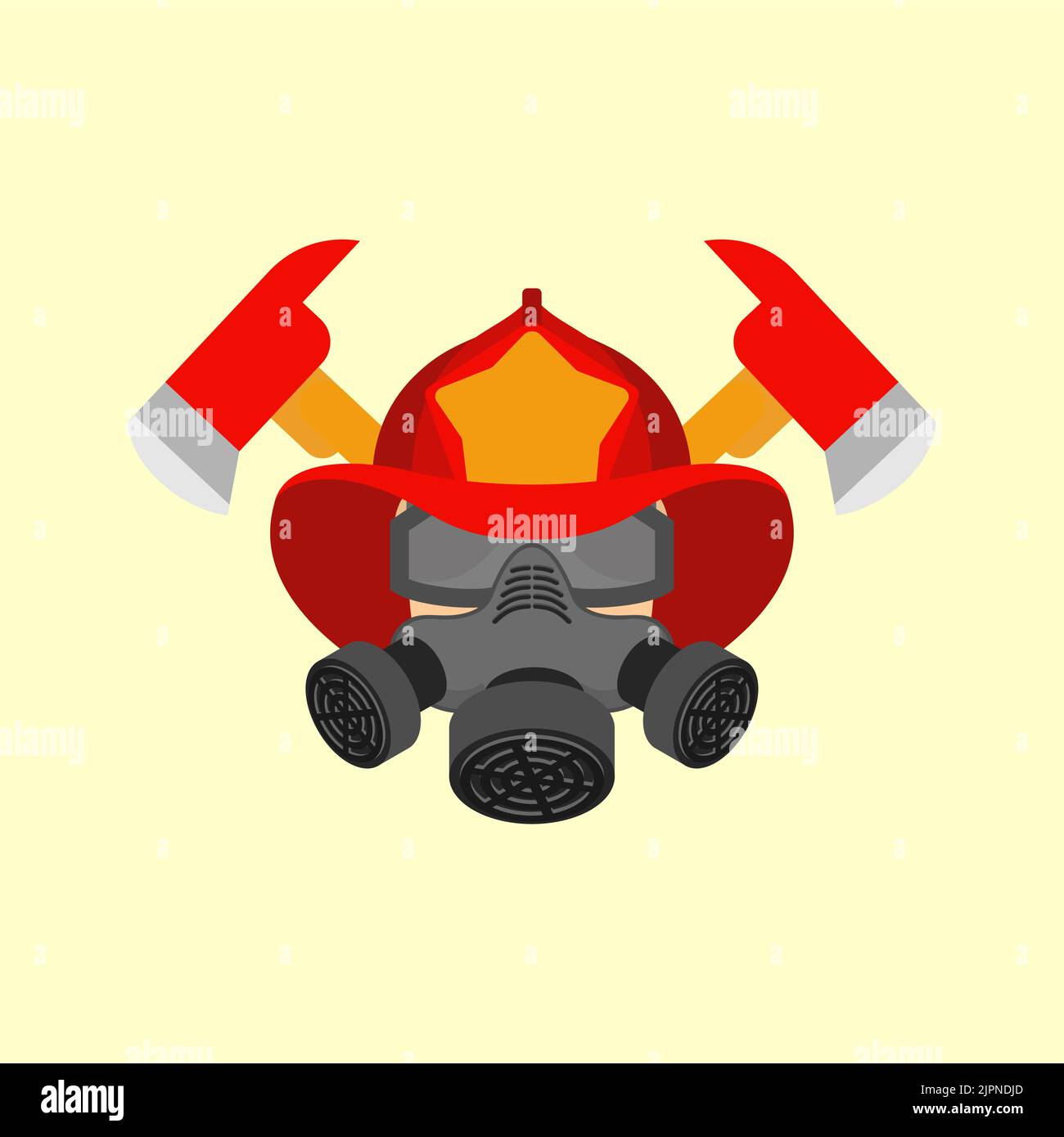 Firefighter in helmet sign. Fire ax and flame. Fire department symbol ...