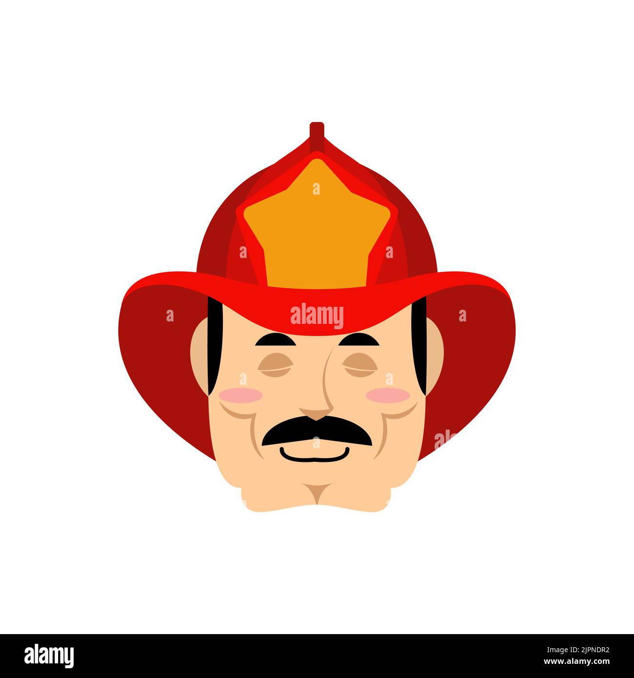 Firefighter sleeping emoji face avatar. Fireman asleep emotions Stock ...