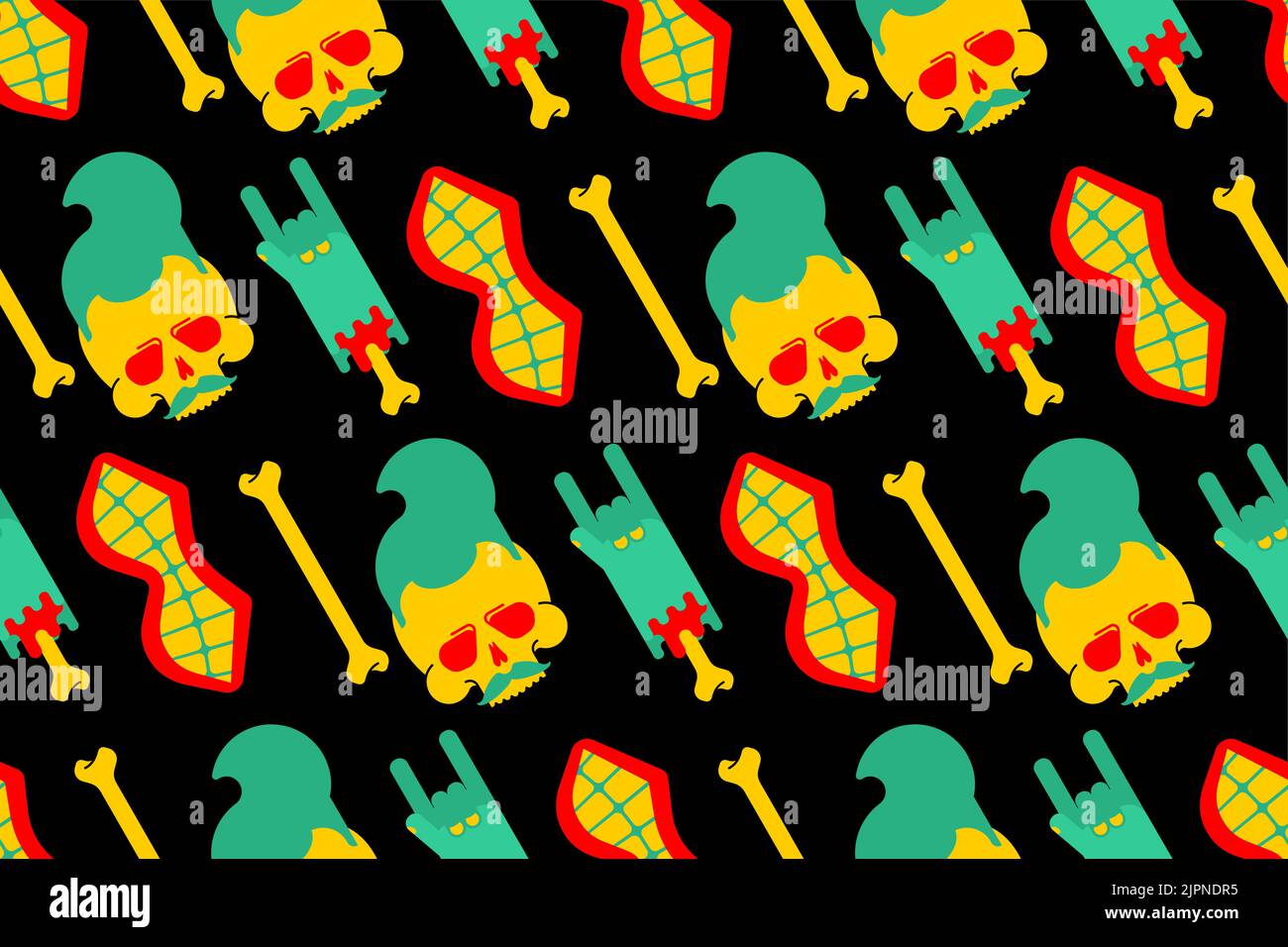 Zombie skull and hand pattern seamless. living dead monster background ...