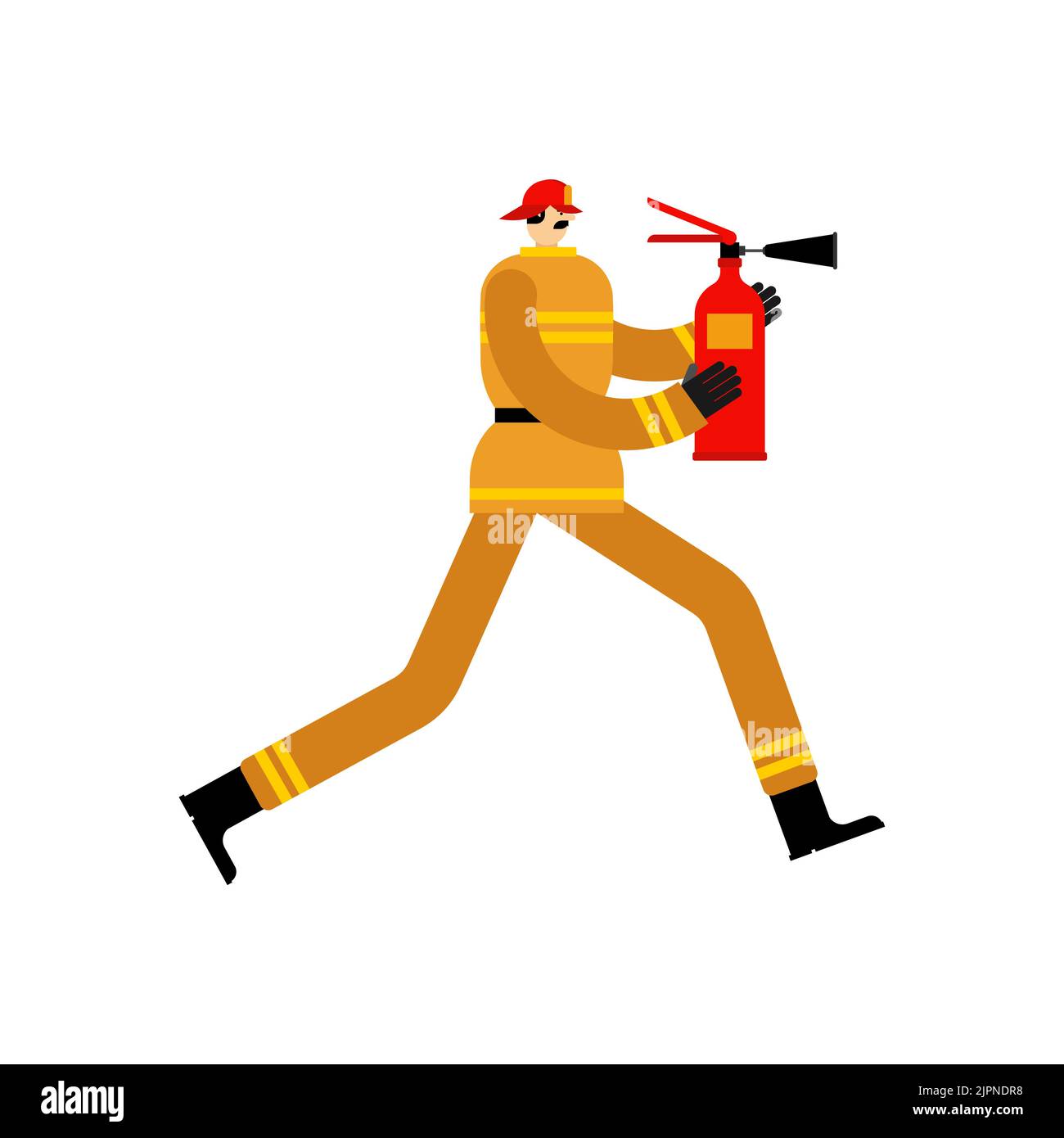 Firefighter run. Fireman running. Fire extinguishing Stock Vector Image ...