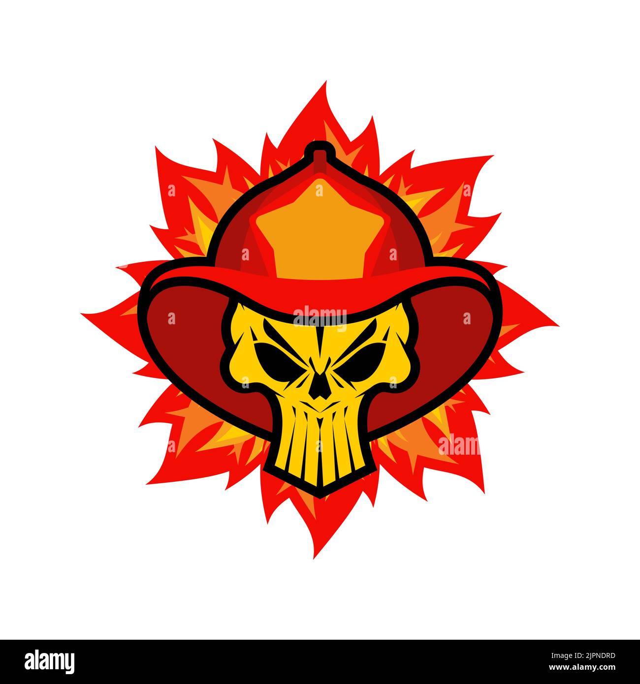 Firefighter Skull in helmet sign. Fire department symbol. fireman ...