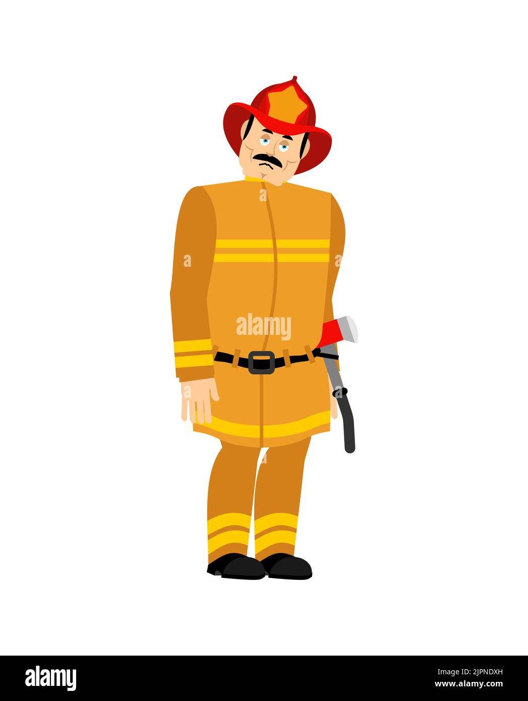 Firefighter sad. Fireman sorrowful emotions. man dull Stock Vector ...