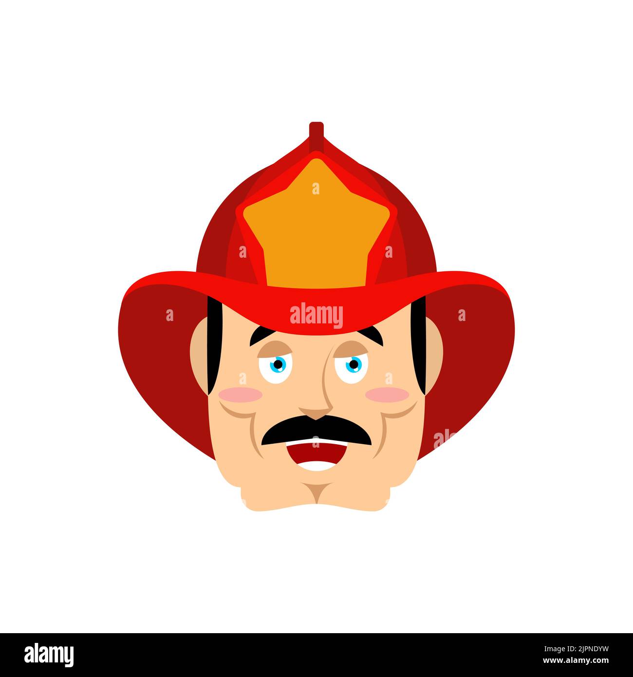 Firefighter happy emoji avatar. Fireman merry emotion. Joyful man Stock ...