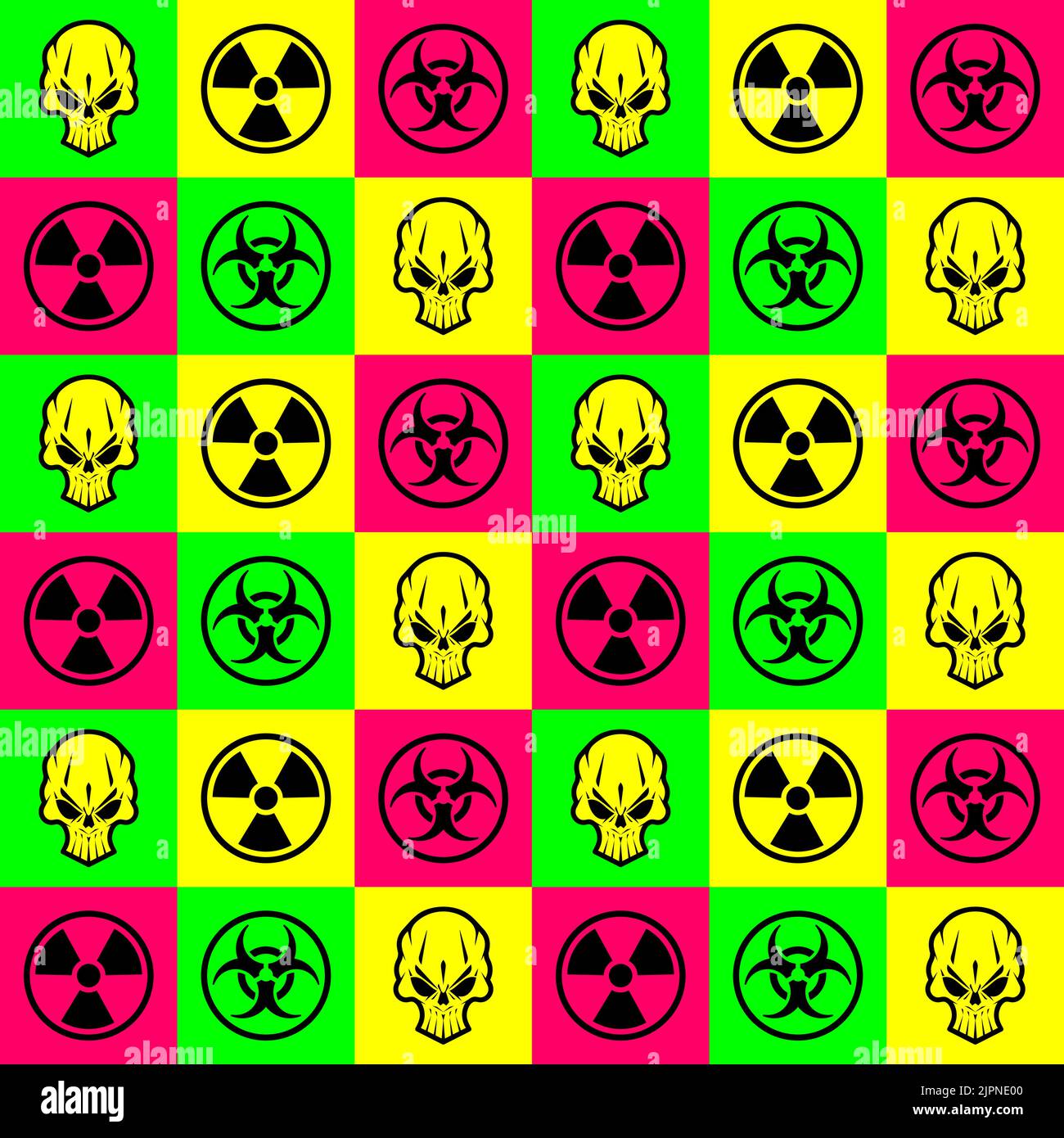 Biohazard and slull pattern seamless. Nuclear danger background ...