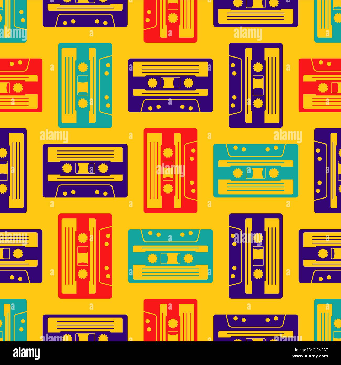 Retro Cassette Pattern Seamless Tape Cassette Background Stock Vector Image And Art Alamy