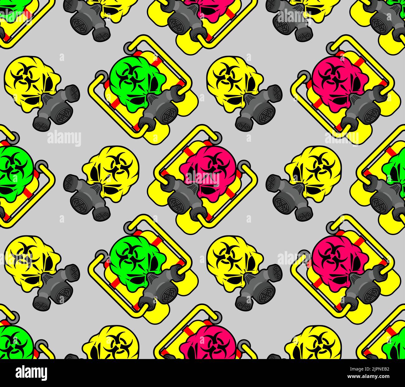 Biohazard Skull in mask pattern seamless. Skull in chemical protection ...