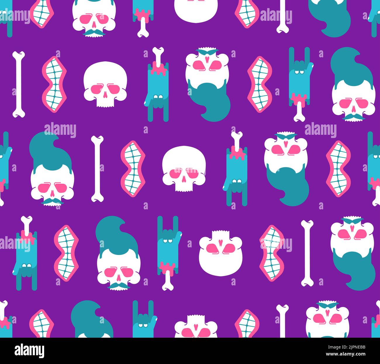Zombie skull and hand pattern seamless. living dead monster background ...