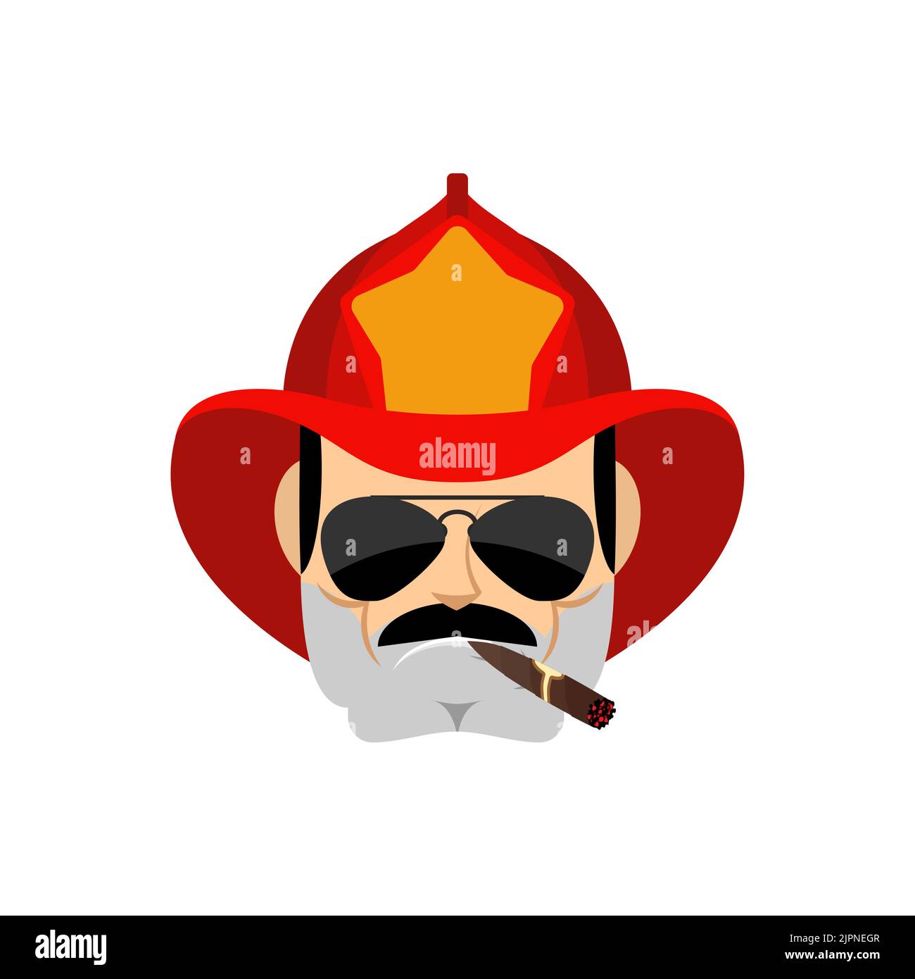 Firefighter Cool serious avatar of emotions. Fireman smoking cigar ...