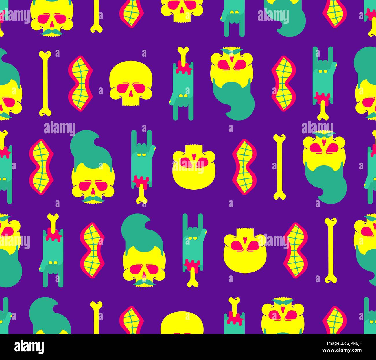 Zombie skull and hand pattern seamless. living dead monster background ...