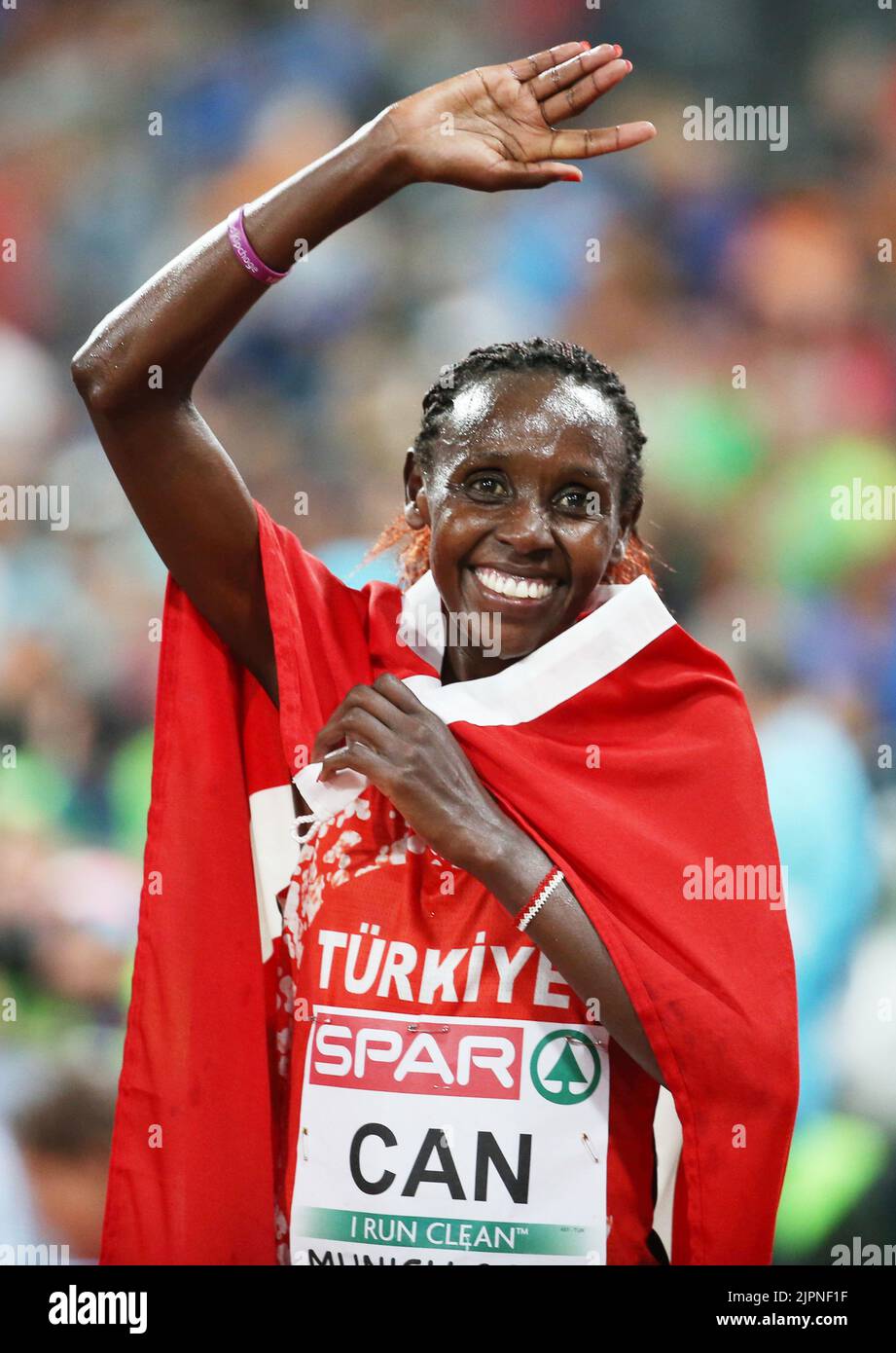 Yasemin Can of Turkey Silver medal during the Athletics, Women's 5000m ...