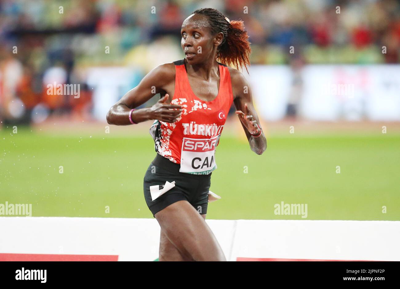 Yasemin Can of Turkey Silver medal during the Athletics, Women's 5000m ...