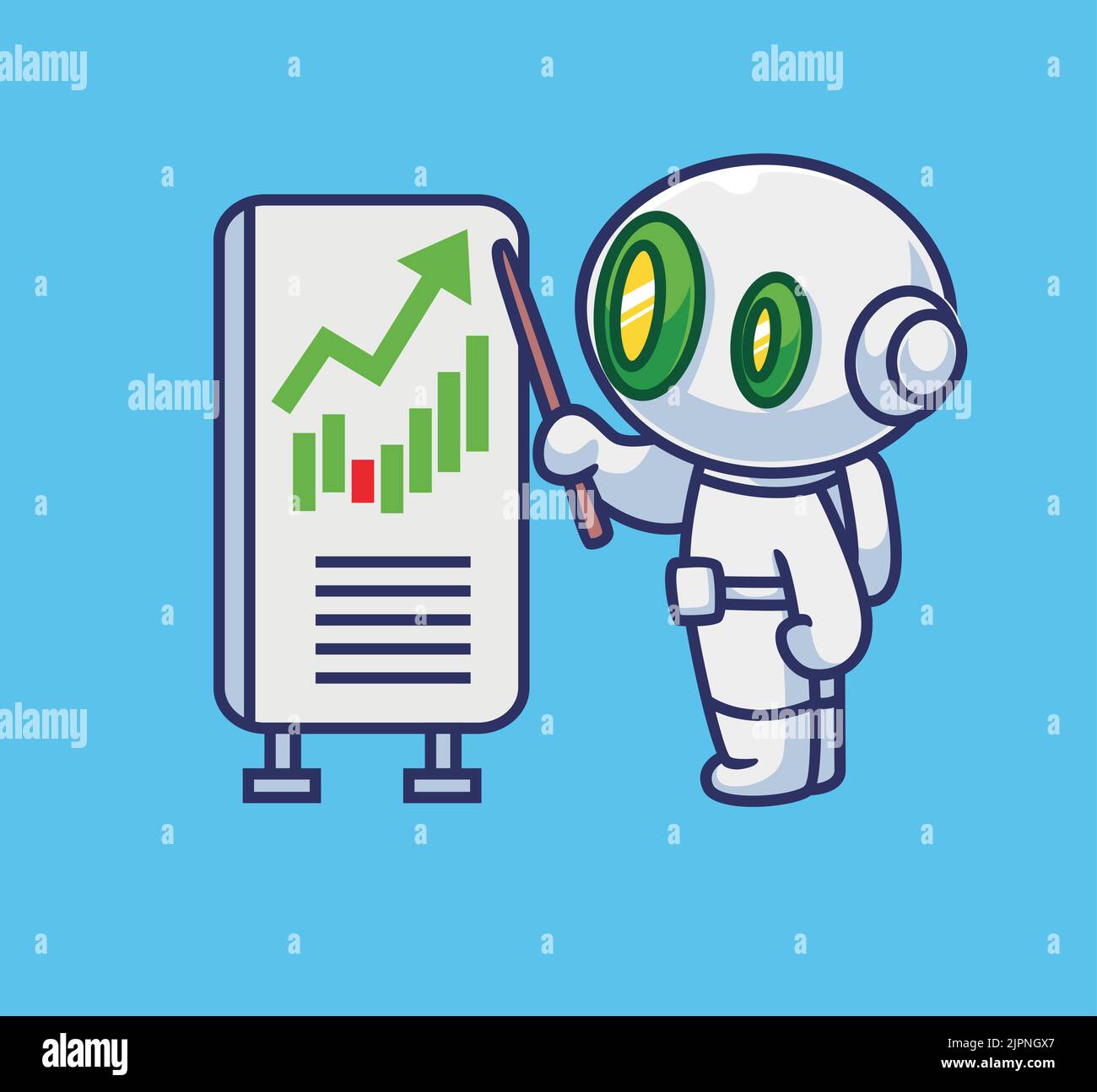 cute astronaut robot learn strategy for investment Stock Vector Image ...