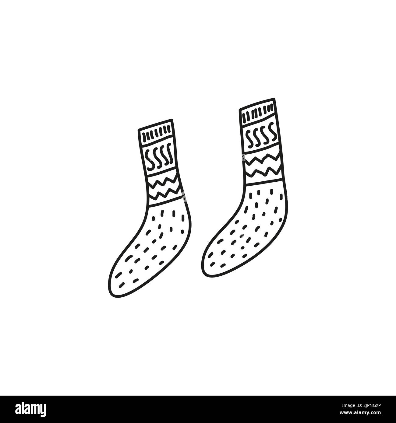 Doodle outline pair of long socks isolated on white background Stock ...