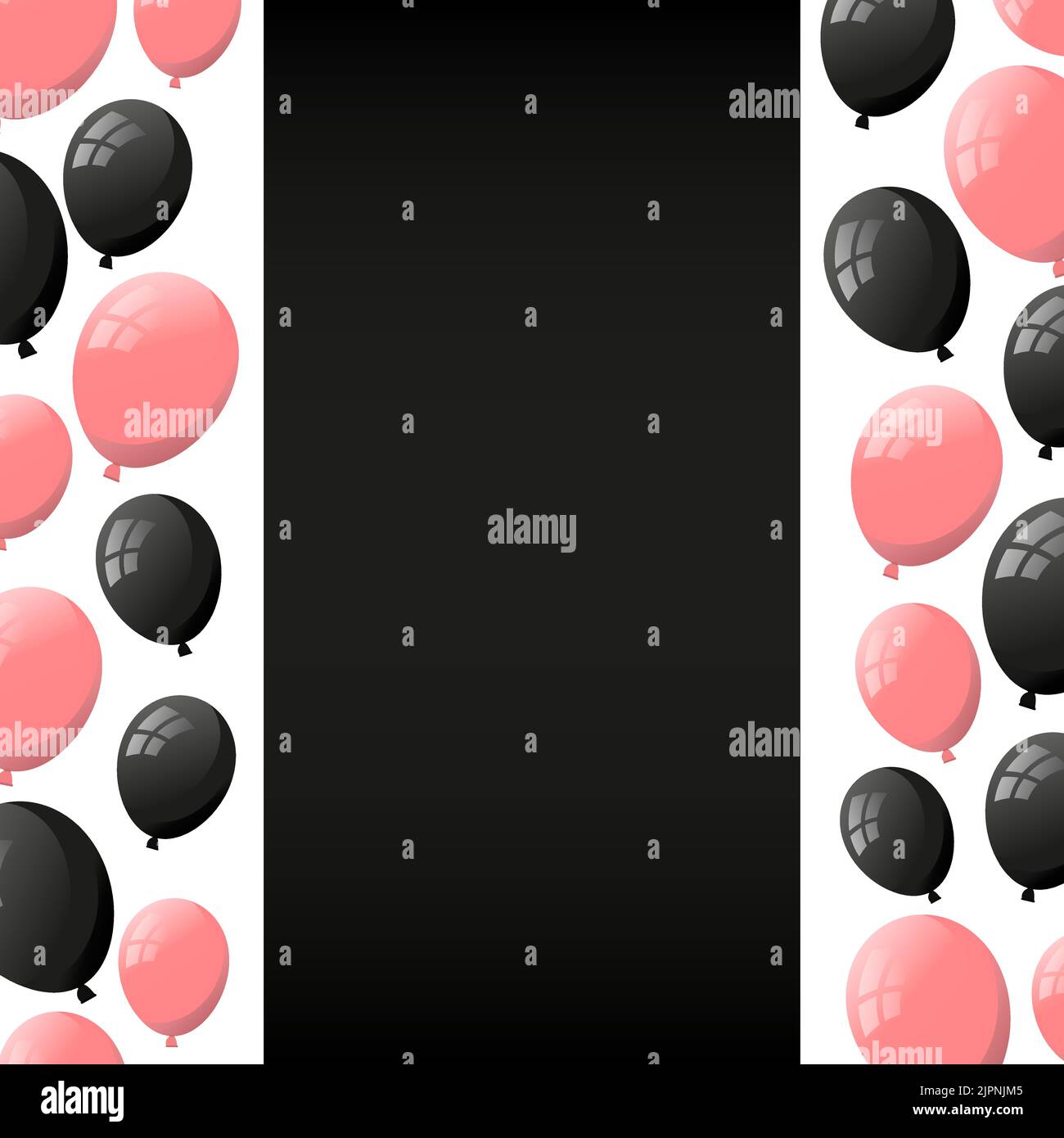Square background with flat black and pink helium balloons Stock Vector ...