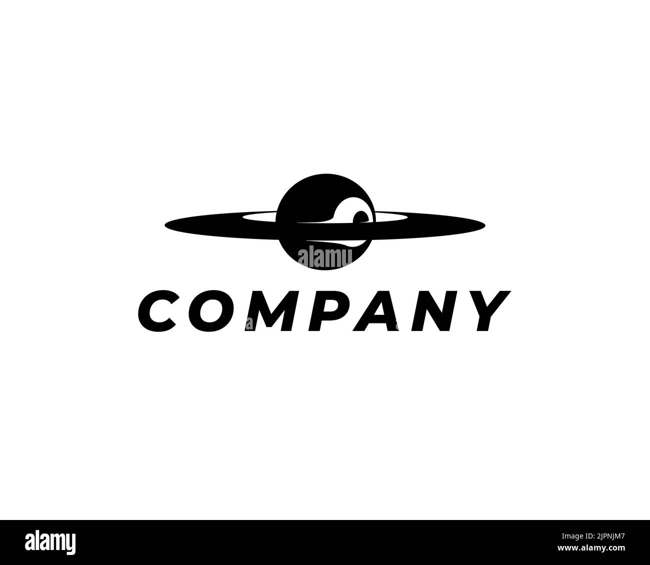 A planet logo design with a company text isolated on a white background ...