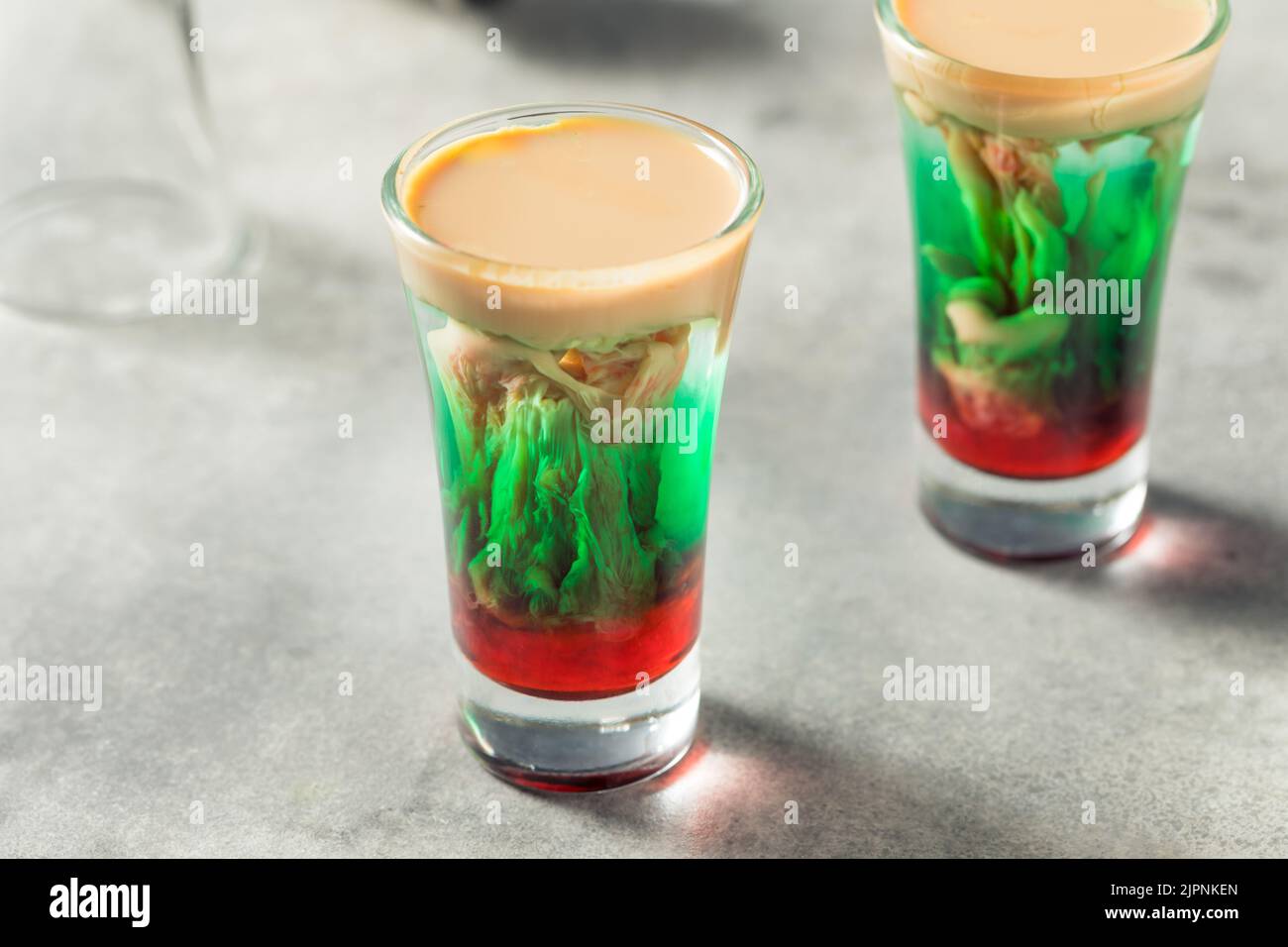 Halloween Zombie Brain Hemorrhage Shot with Peach and Grenadine Stock ...