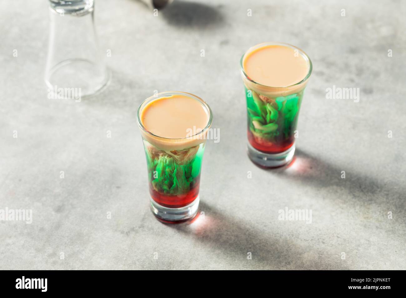 Halloween Zombie Brain Hemorrhage Shot with Peach and Grenadine Stock ...