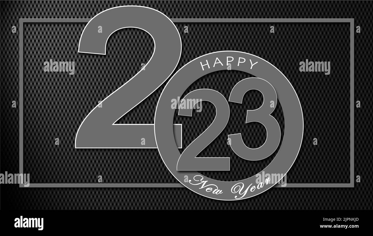 Happy New Year 2023 - lettering with frame on carbon background - 3D ...