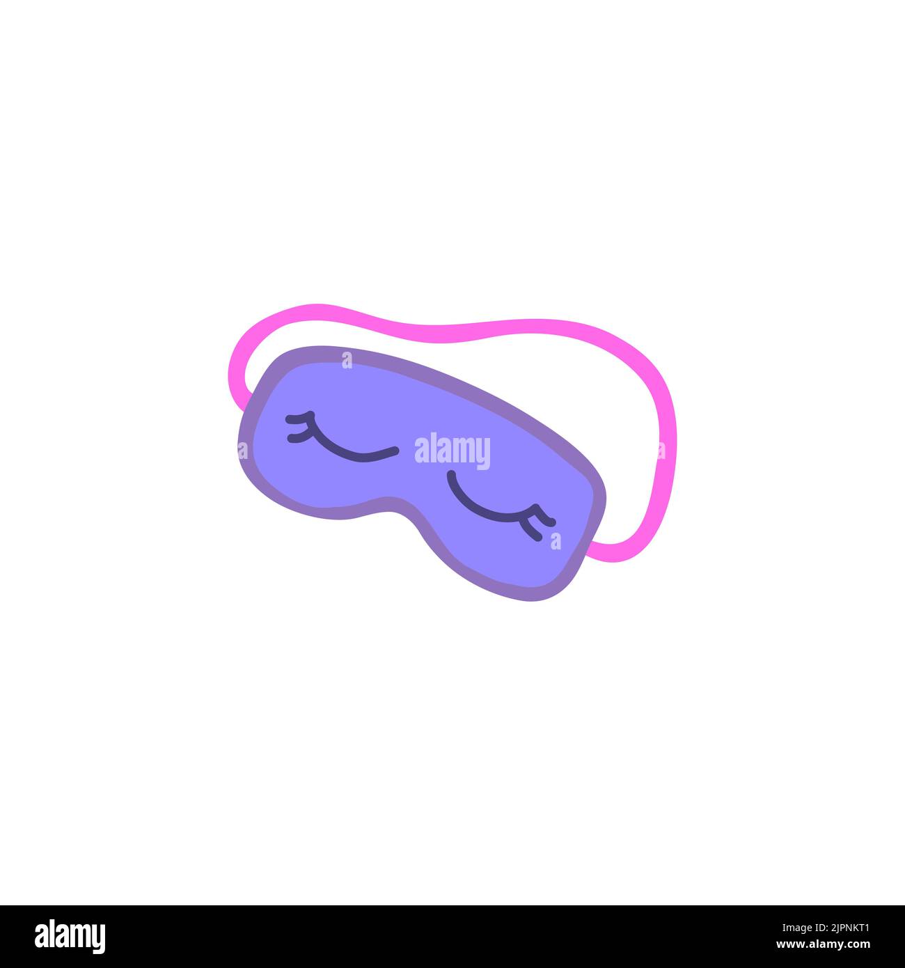 Doodle purple sleeping mask with eyelashes isolated on white background ...