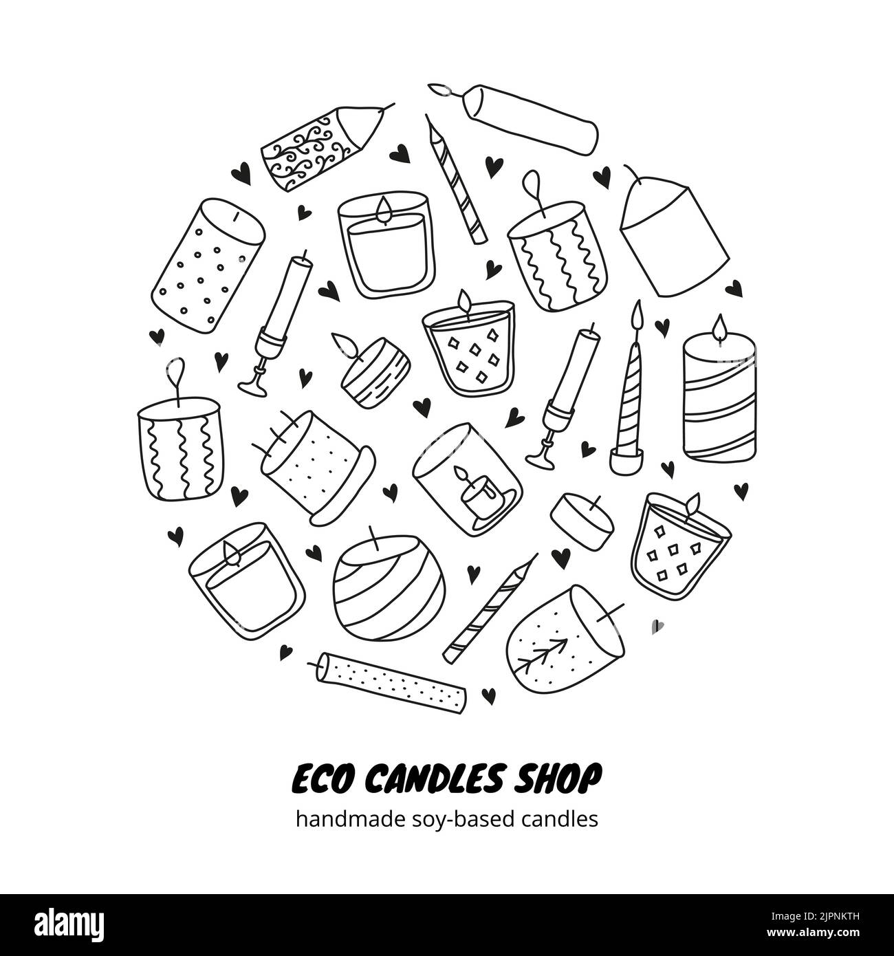 Doodle outline decorative candles composed in circle shape Stock Vector ...