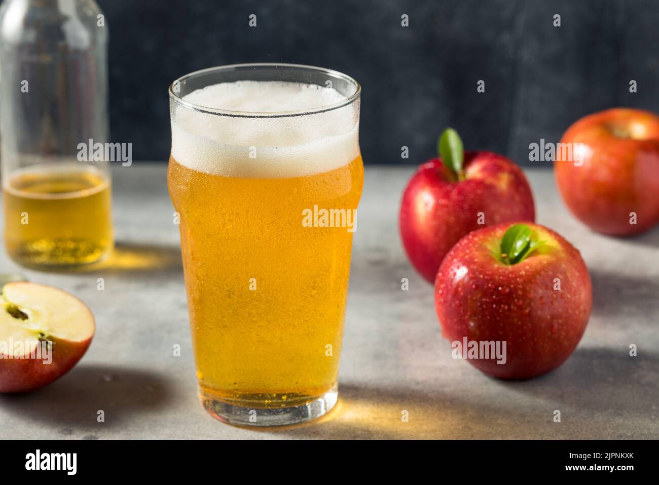 Boozy Refresing Cold Hard Apple Cider in a Pint Glass Stock Photo - Alamy