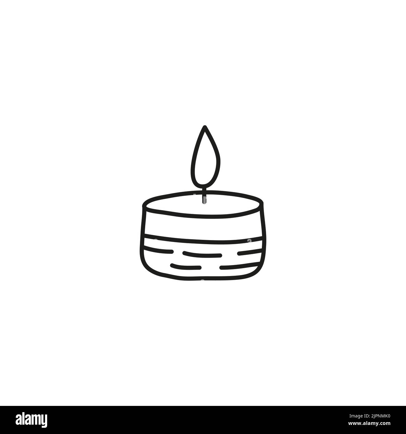 Doodle outline burning small candle isolated on white background Stock ...