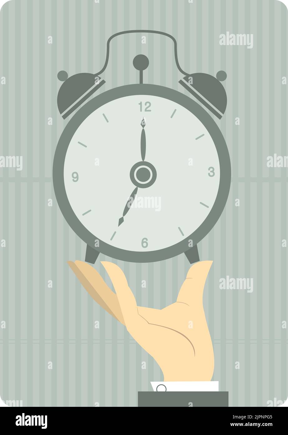 Hand holding alarm clock. Hand holding time clock. Illustration on white background Stock Vector ...