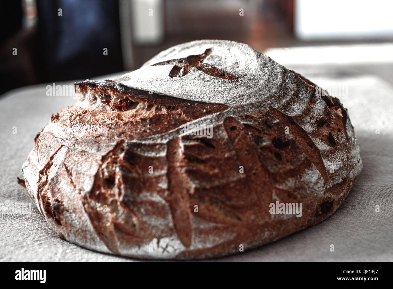 Traditional sourdough bread, close-up view Stock Photo - Alamy