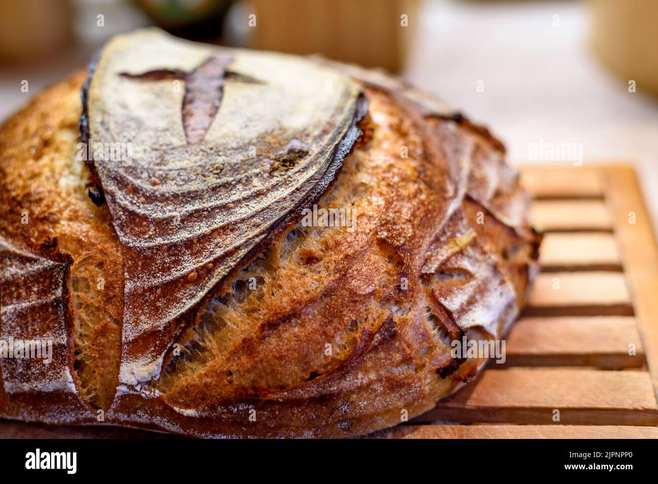 Traditional sourdough bread, close-up view Stock Photo - Alamy