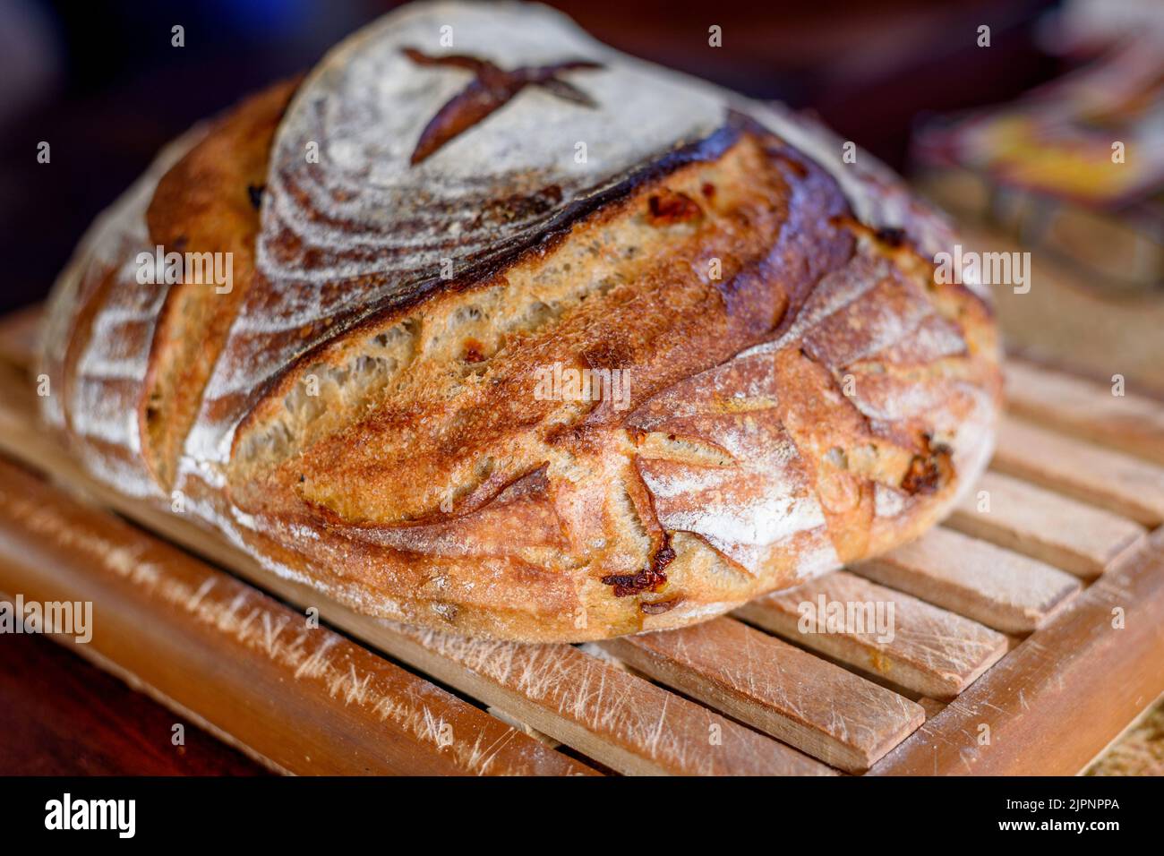 Traditional sourdough bread, close-up view Stock Photo - Alamy