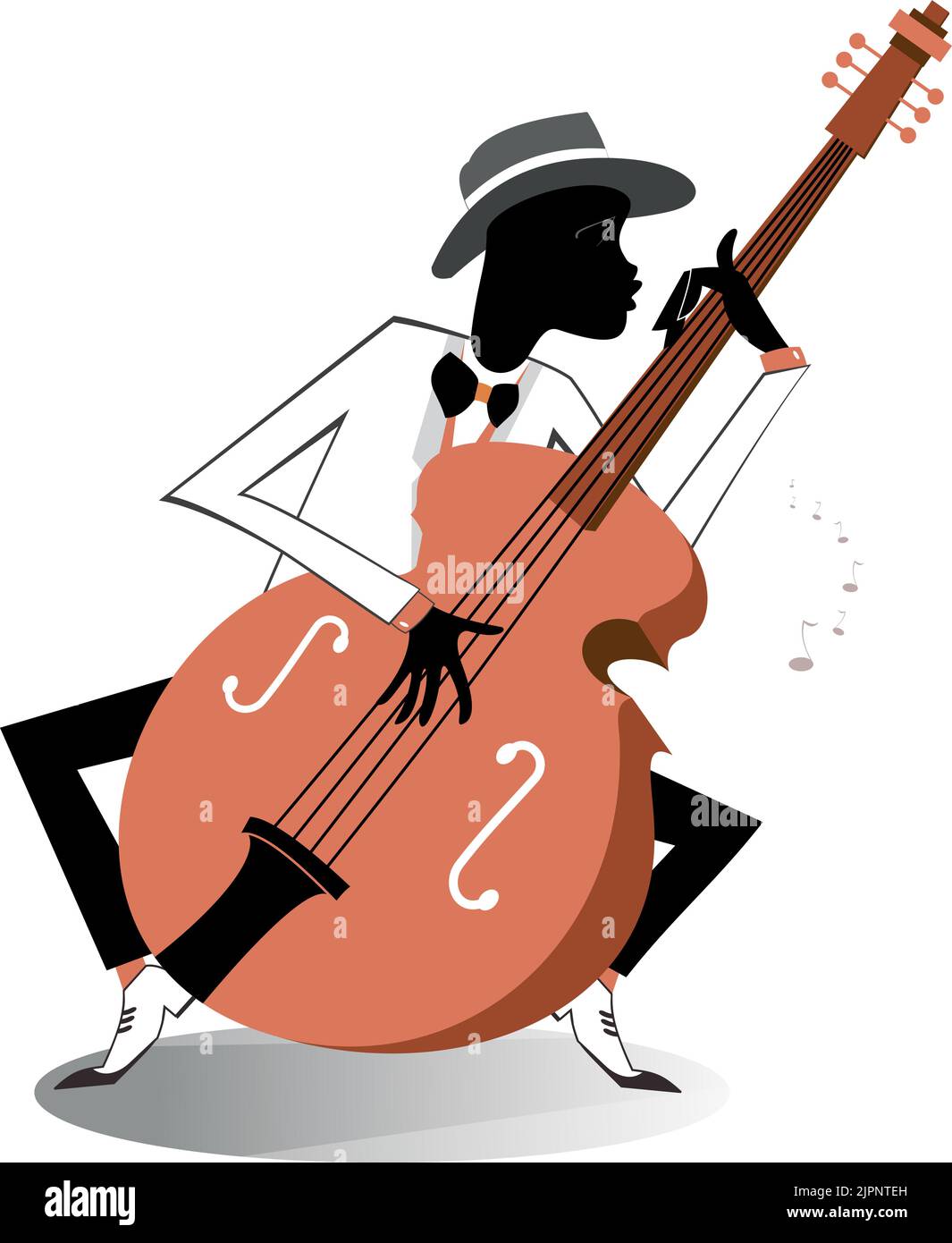 African playing double bass. African musician is playing double bass ...