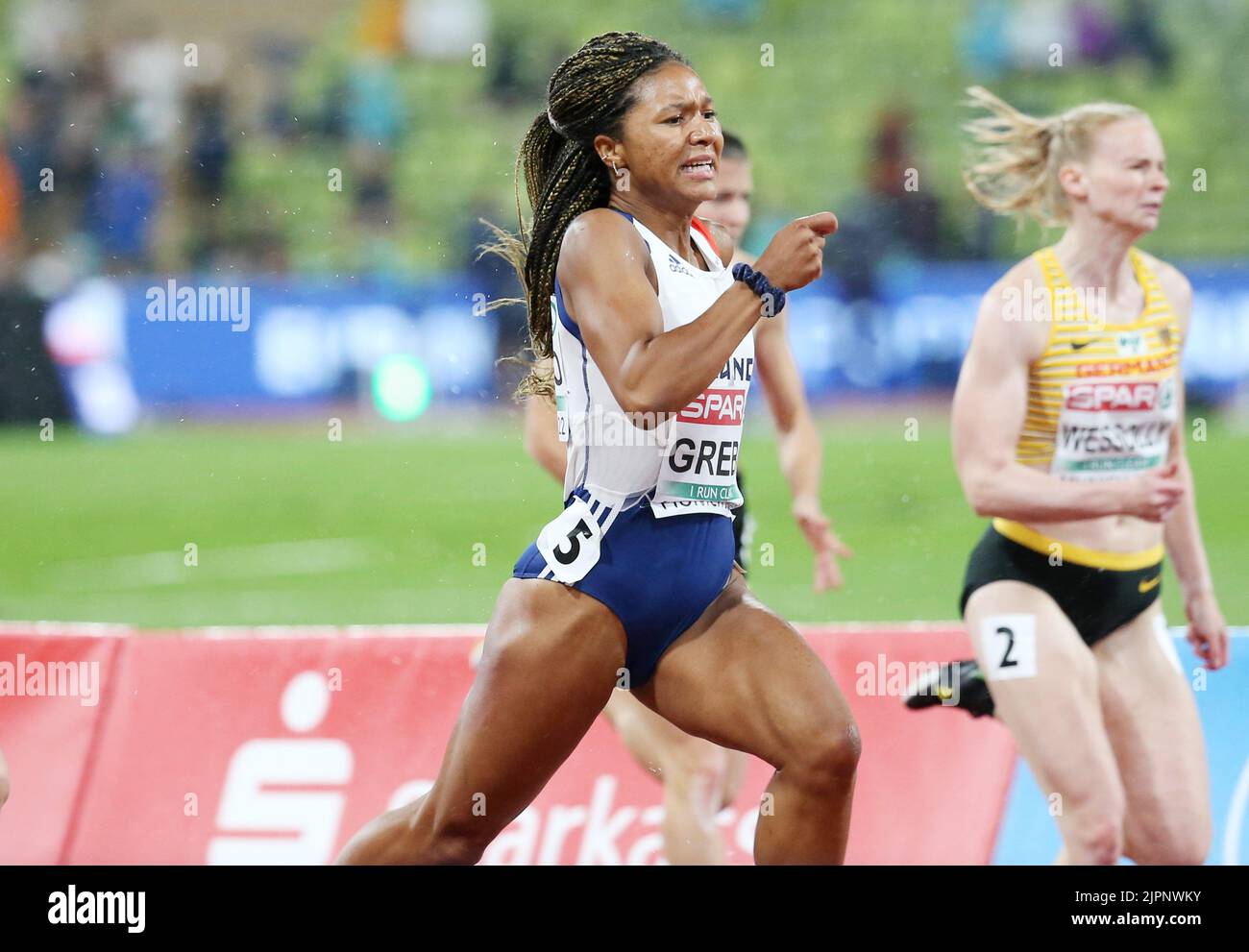 Shana Grebo of France during the Athletics, Women's 200m at the ...