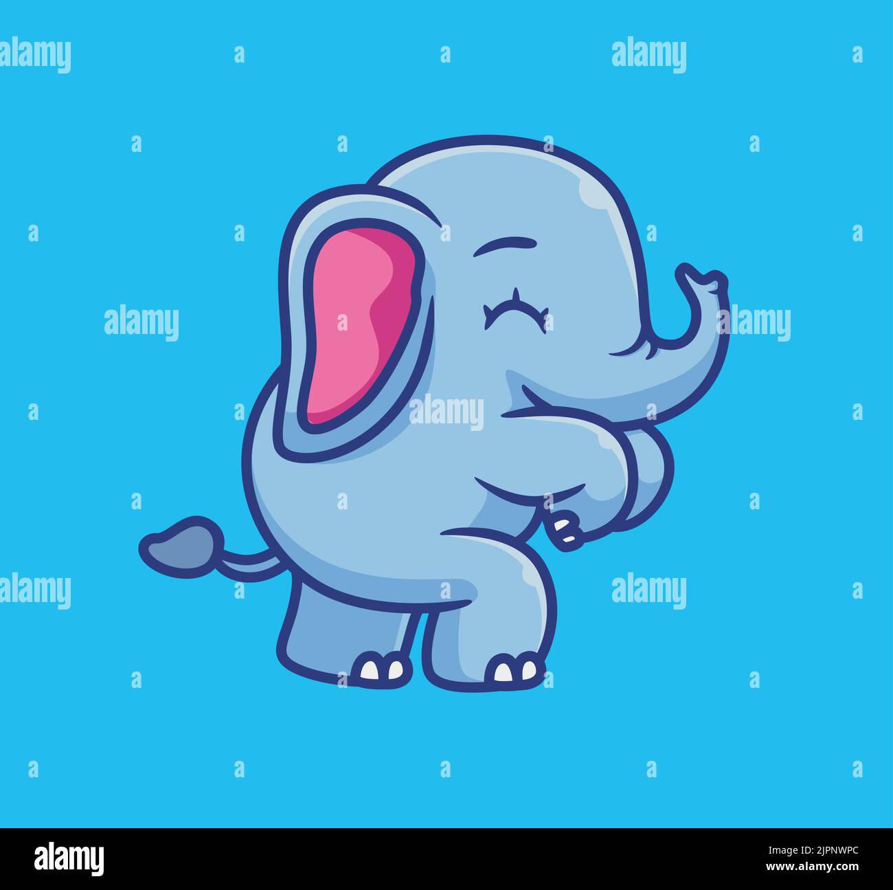 cute elephant walking happy. isolated cartoon animal illustration. Flat ...