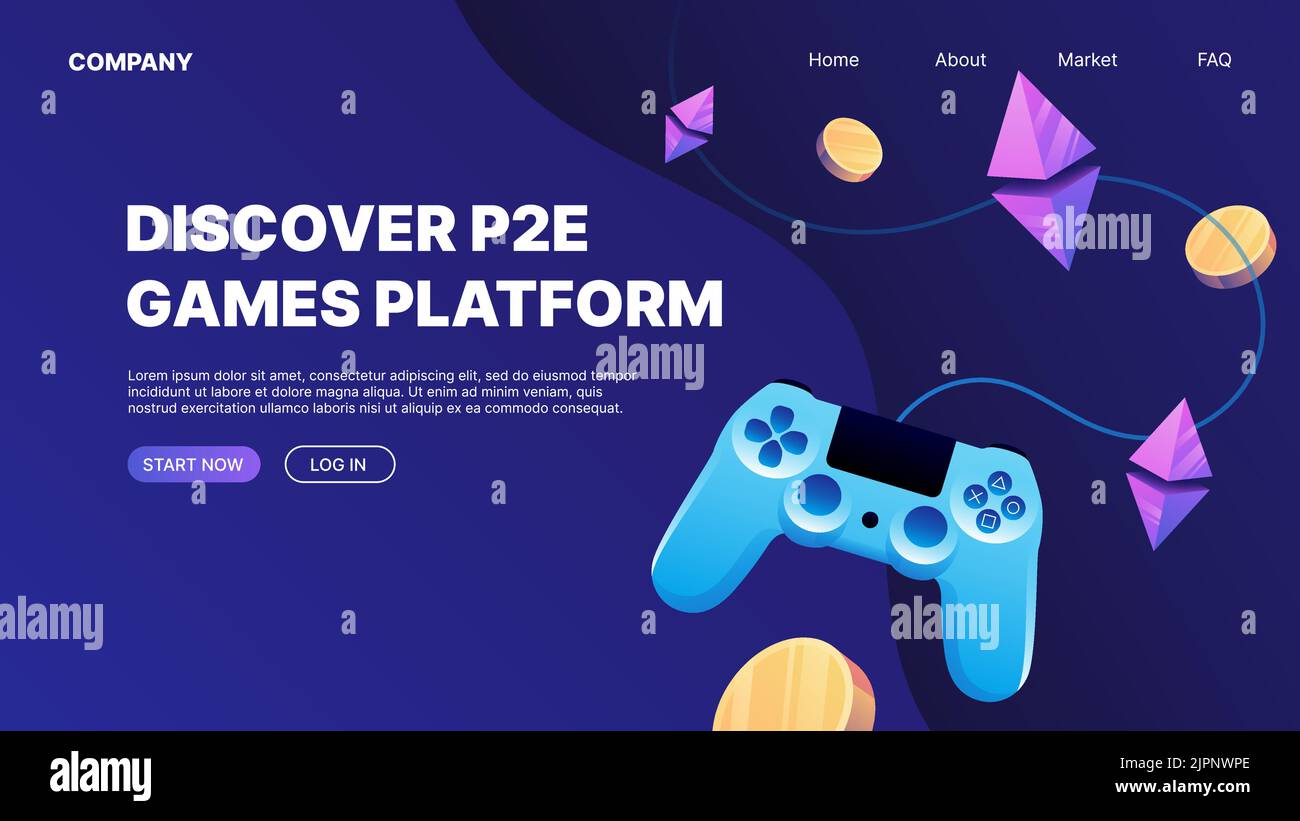 Discover Play to Earn Games Platform. Website Landing Page. Vector ...