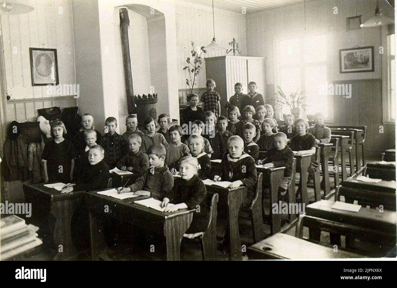 Small school teacher Emma Larsson with school classes ...