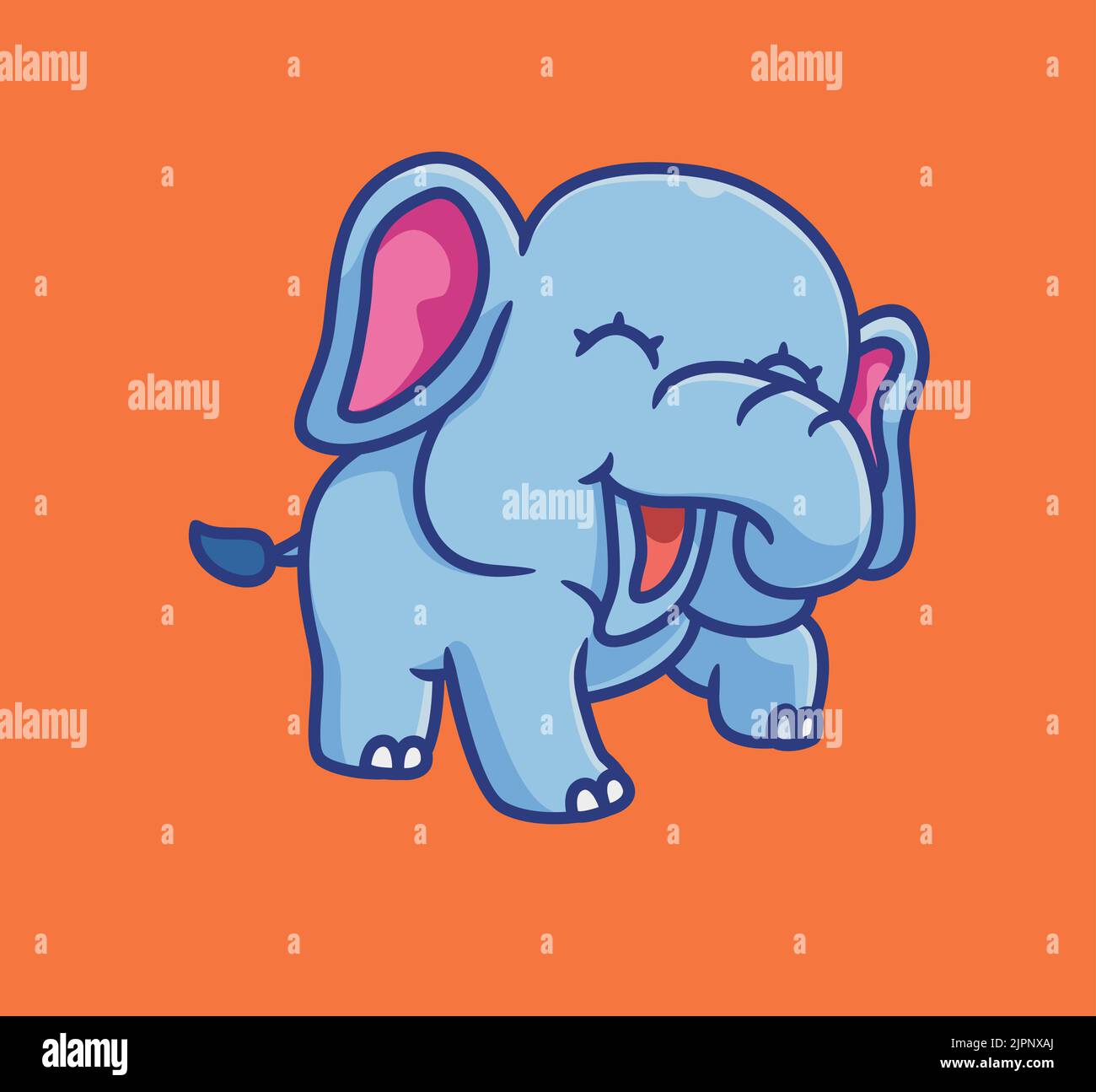 cute elephant laughing. isolated cartoon animal illustration. Flat ...
