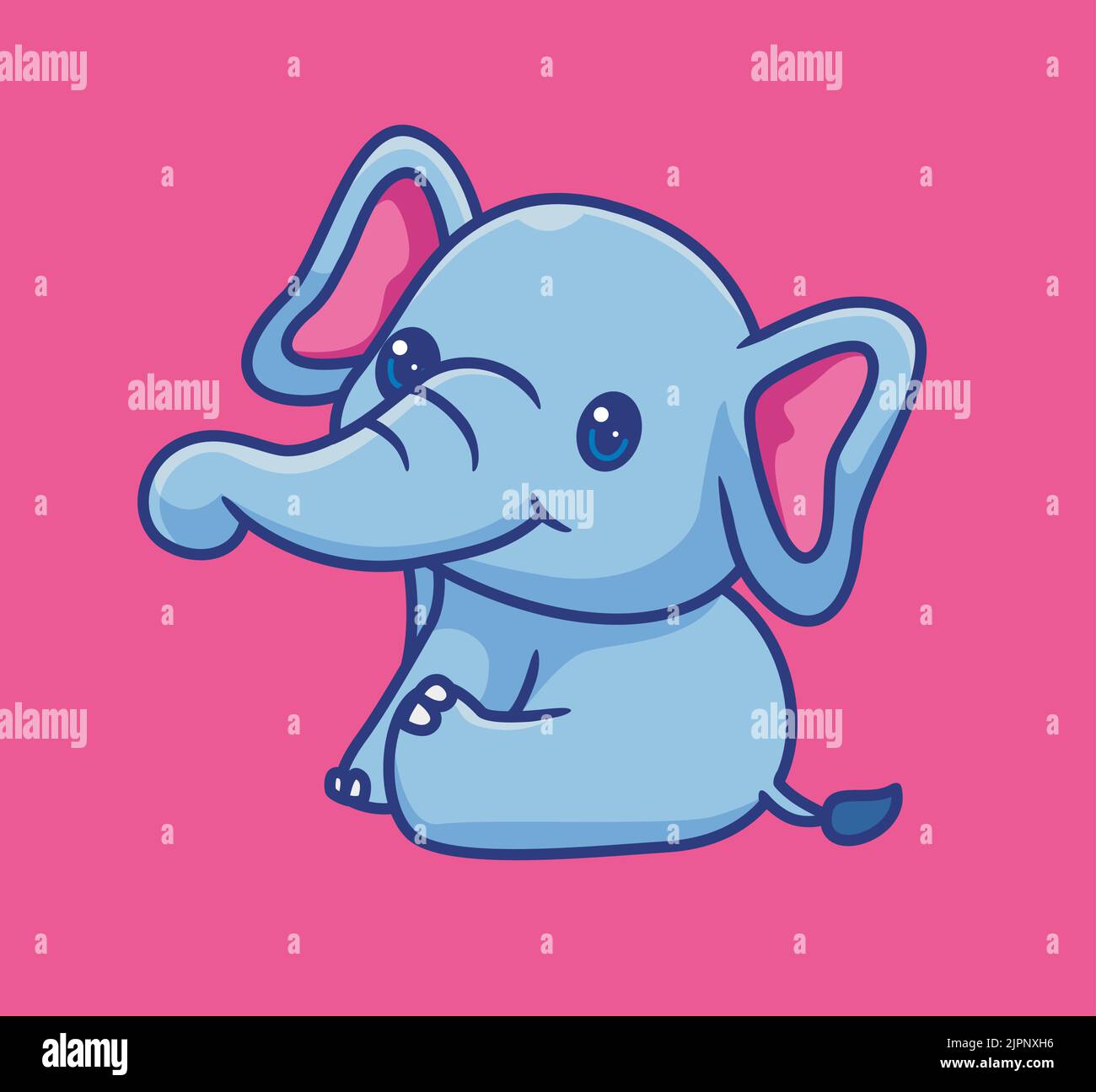 cute elephant sitting rest. isolated cartoon animal illustration. Flat ...